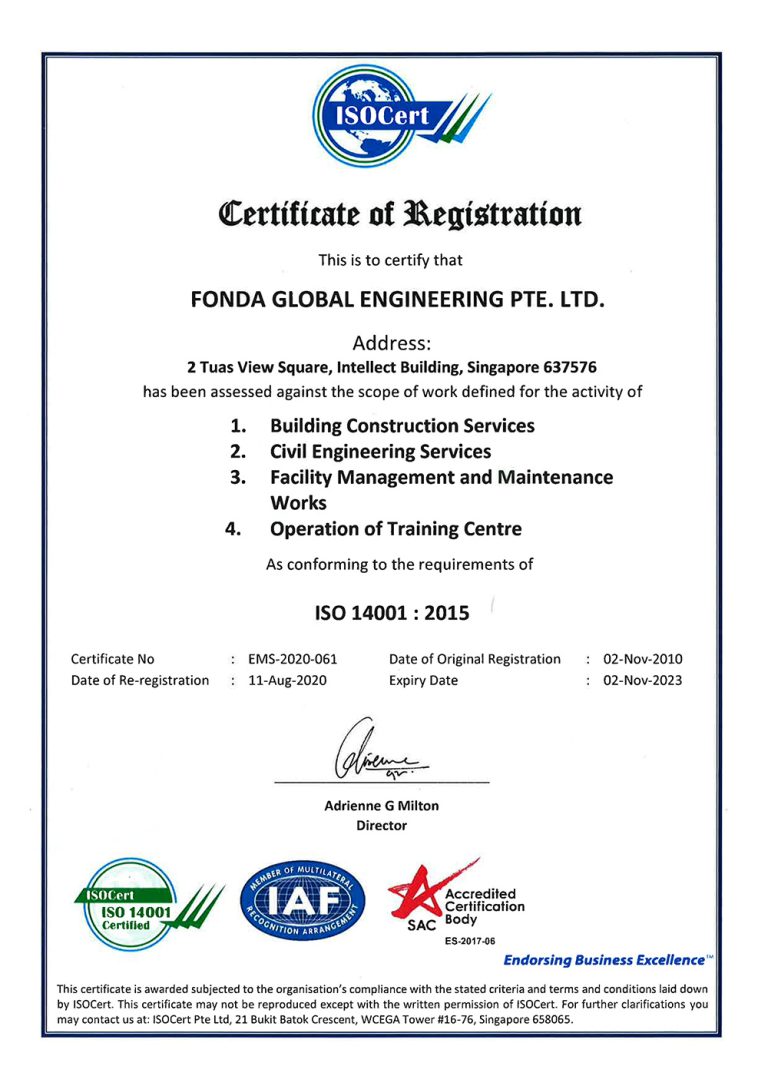 License & Certification – Fonda Global Engineering